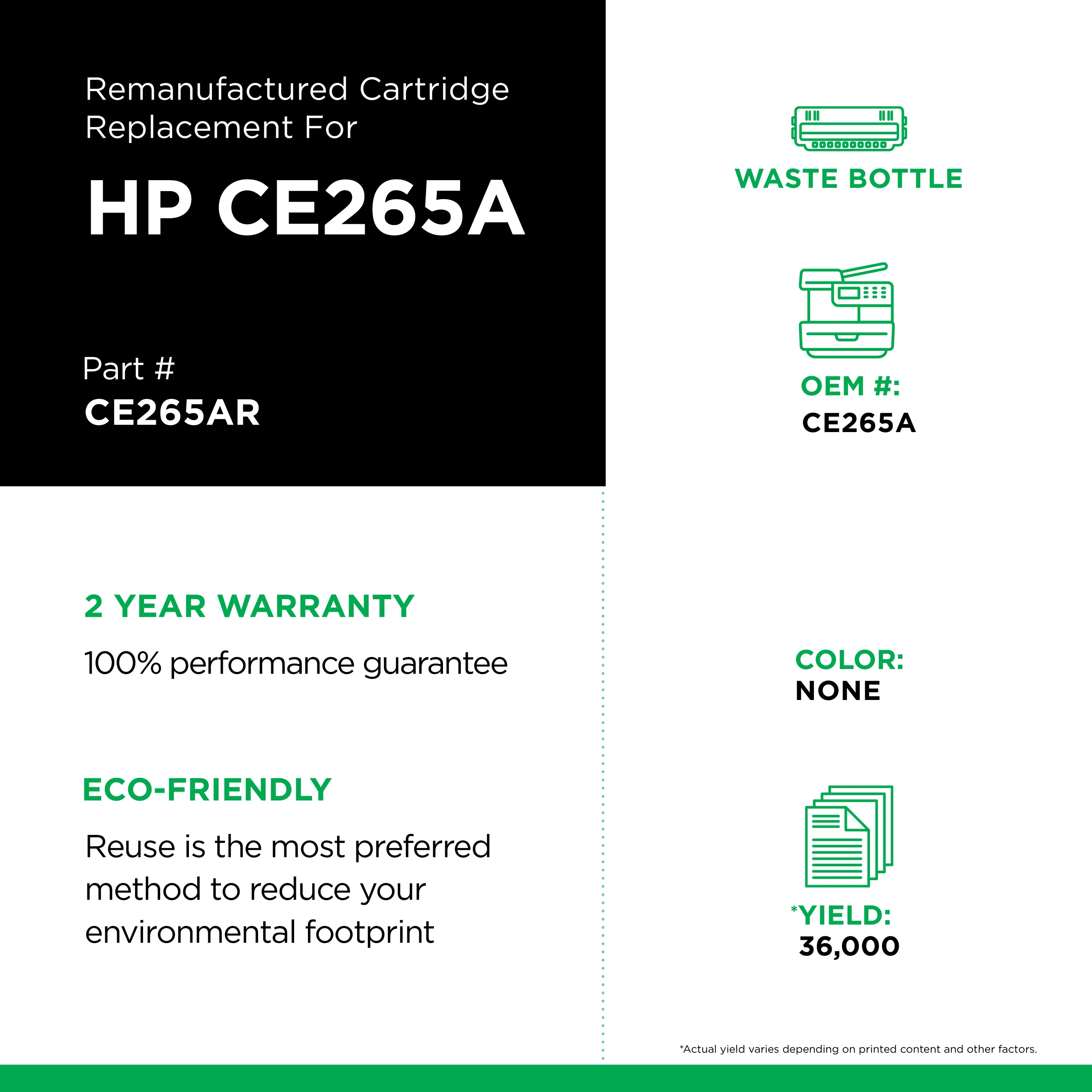 HP CE265A Remanufactured Waste Container | Clover Imaging USA