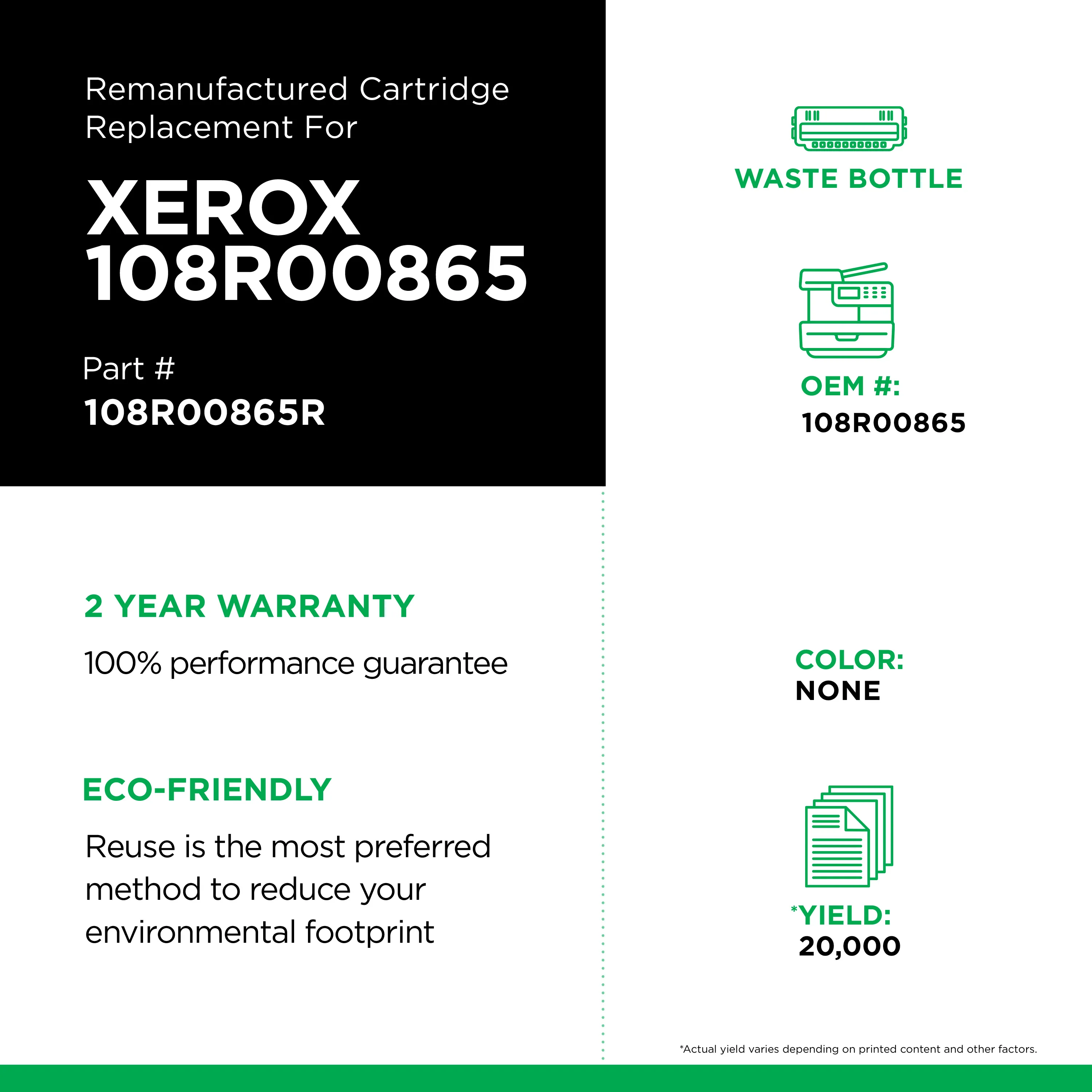 Xerox 108R00865 Remanufactured Waste Container | Clover Imaging USA