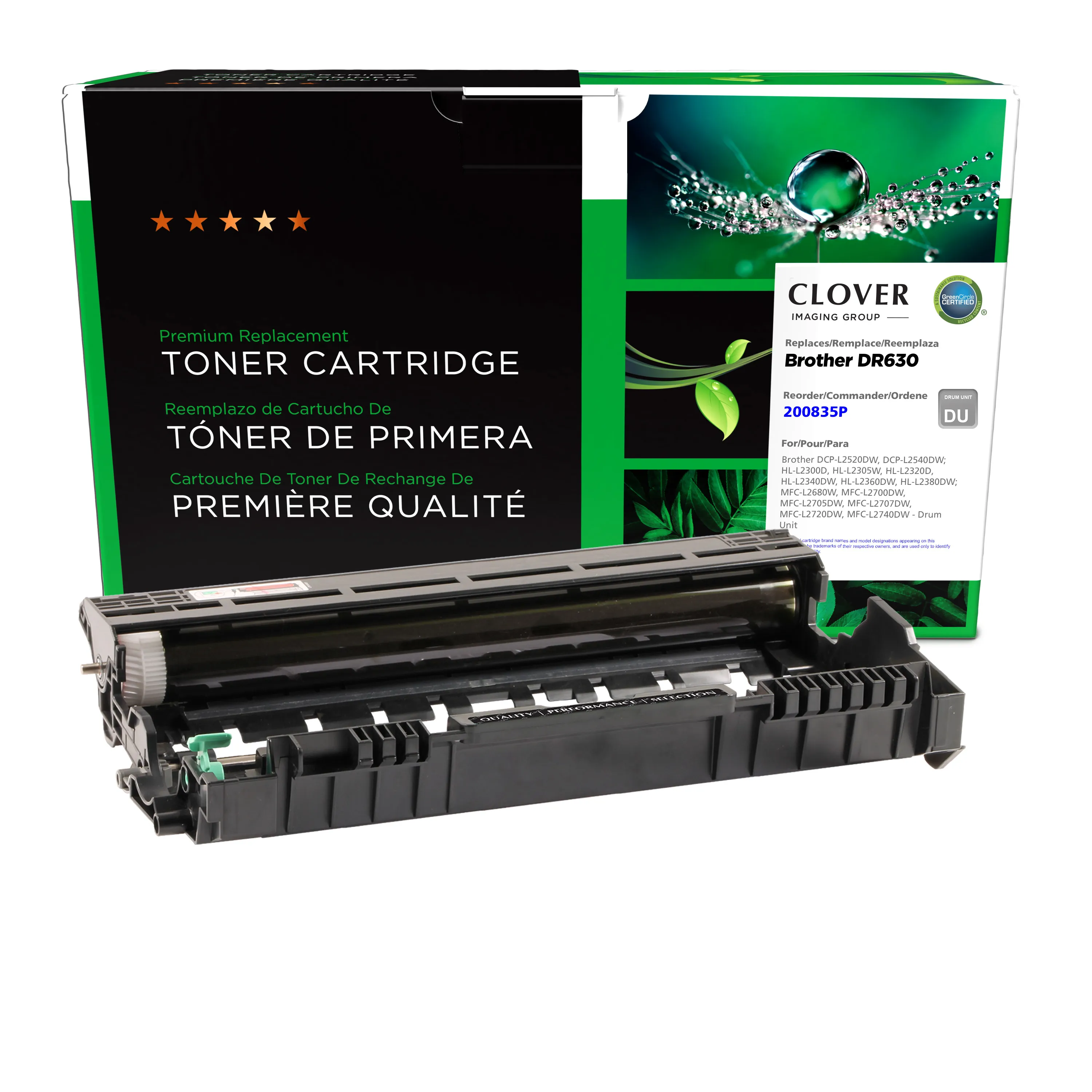 Brother DR630 Remanufactured Black Laser Cartridge | Clover Imaging USA