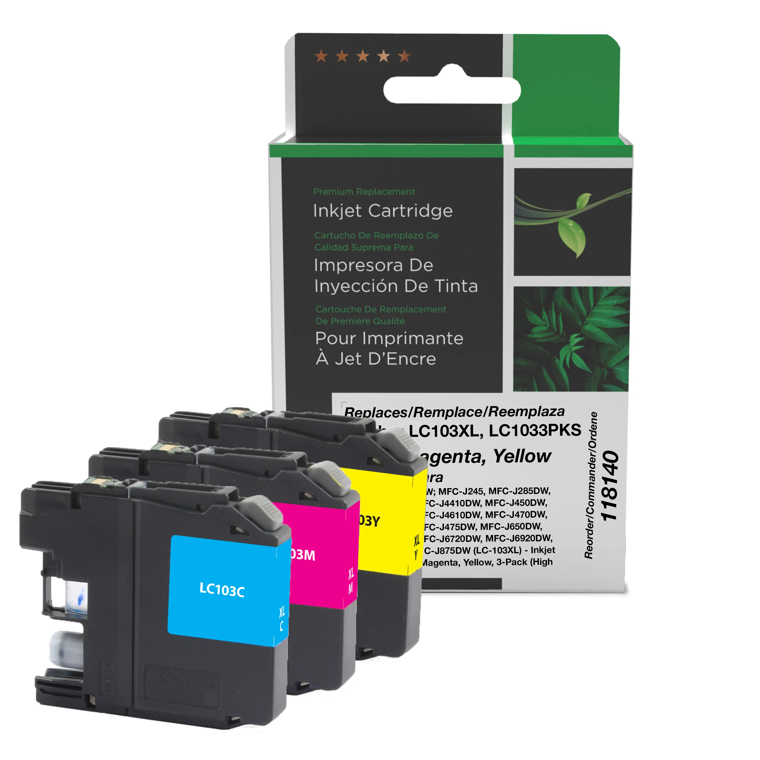 Brother LC1033PKS LC103XL Remanufactured Cyan, Magenta, Yellow Ink ...