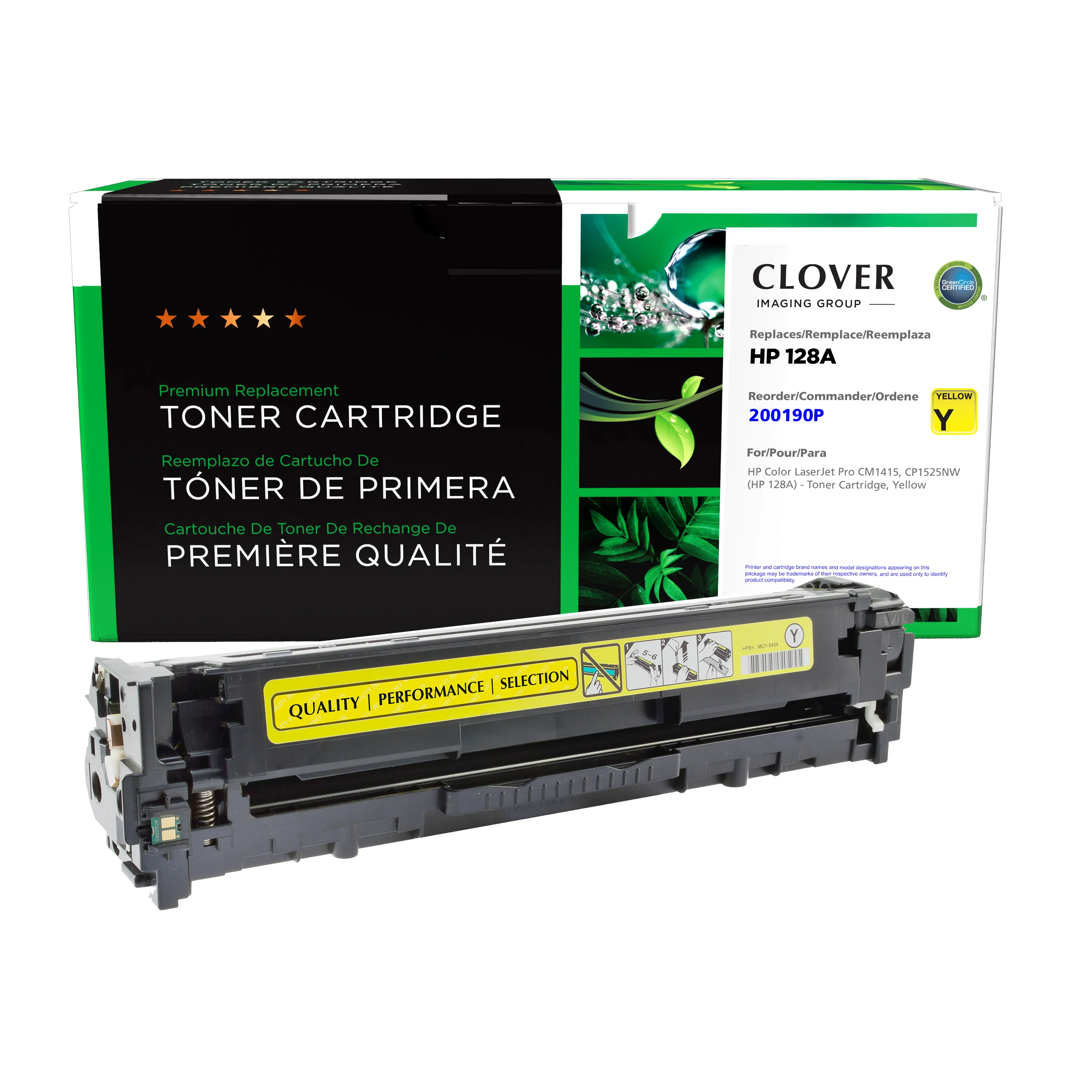 HP CE322A Remanufactured Yellow Color Laser Cartridge | Clover Imaging USA