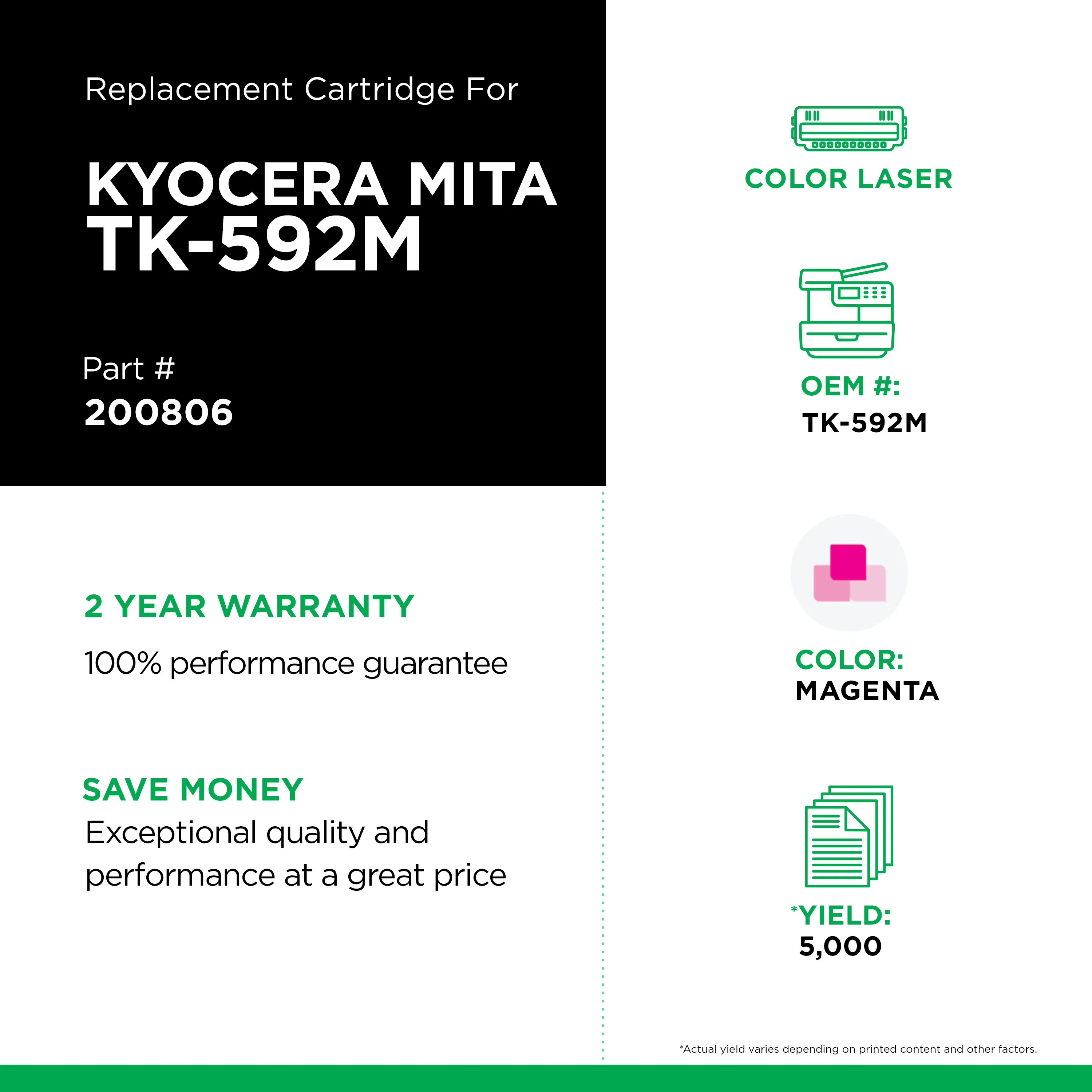 Kyocera Mita TK-592M Non-OEM New Magenta Color Laser Cartridge | Clover ...