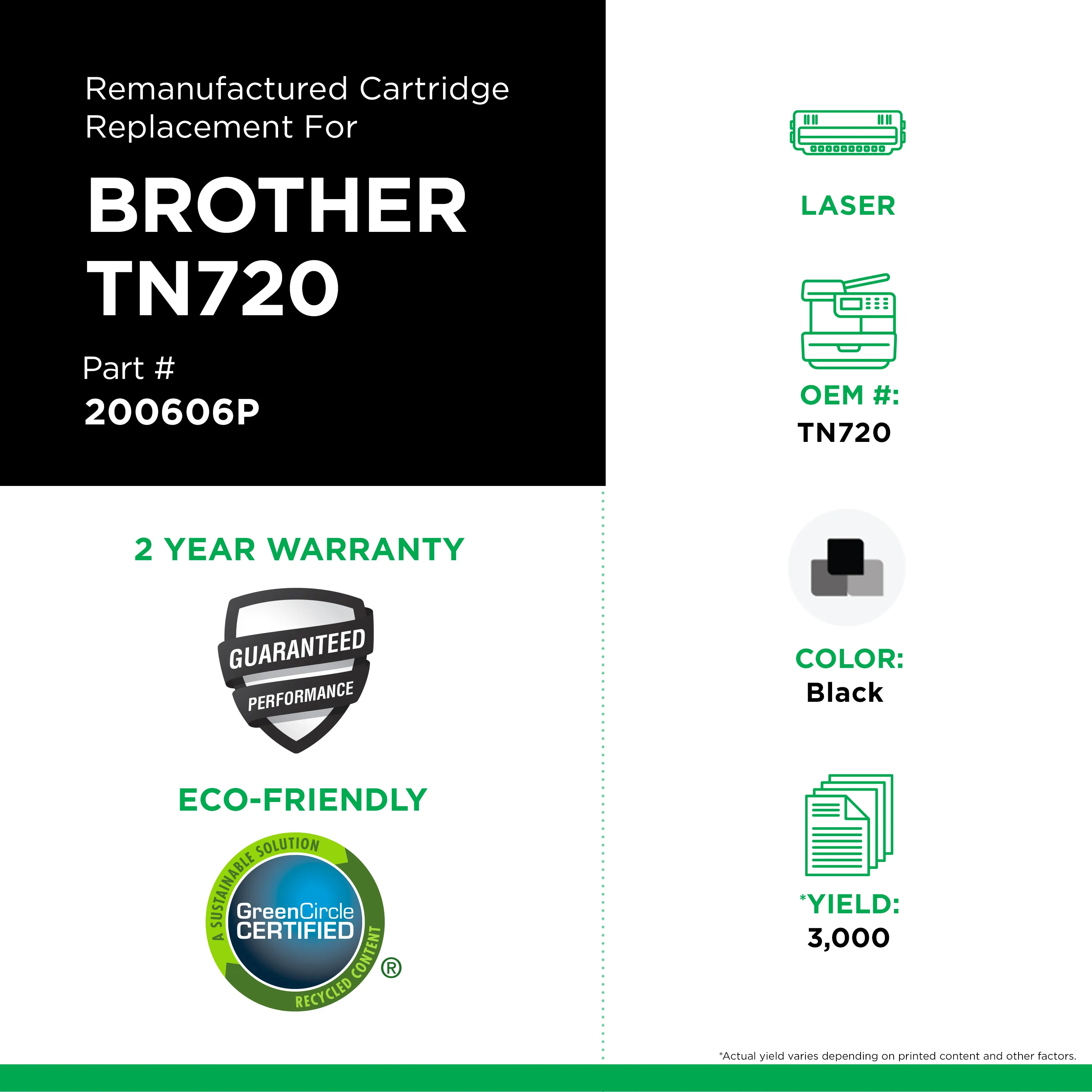 Brother TN720 Remanufactured Black Laser Cartridge | Clover Imaging ...