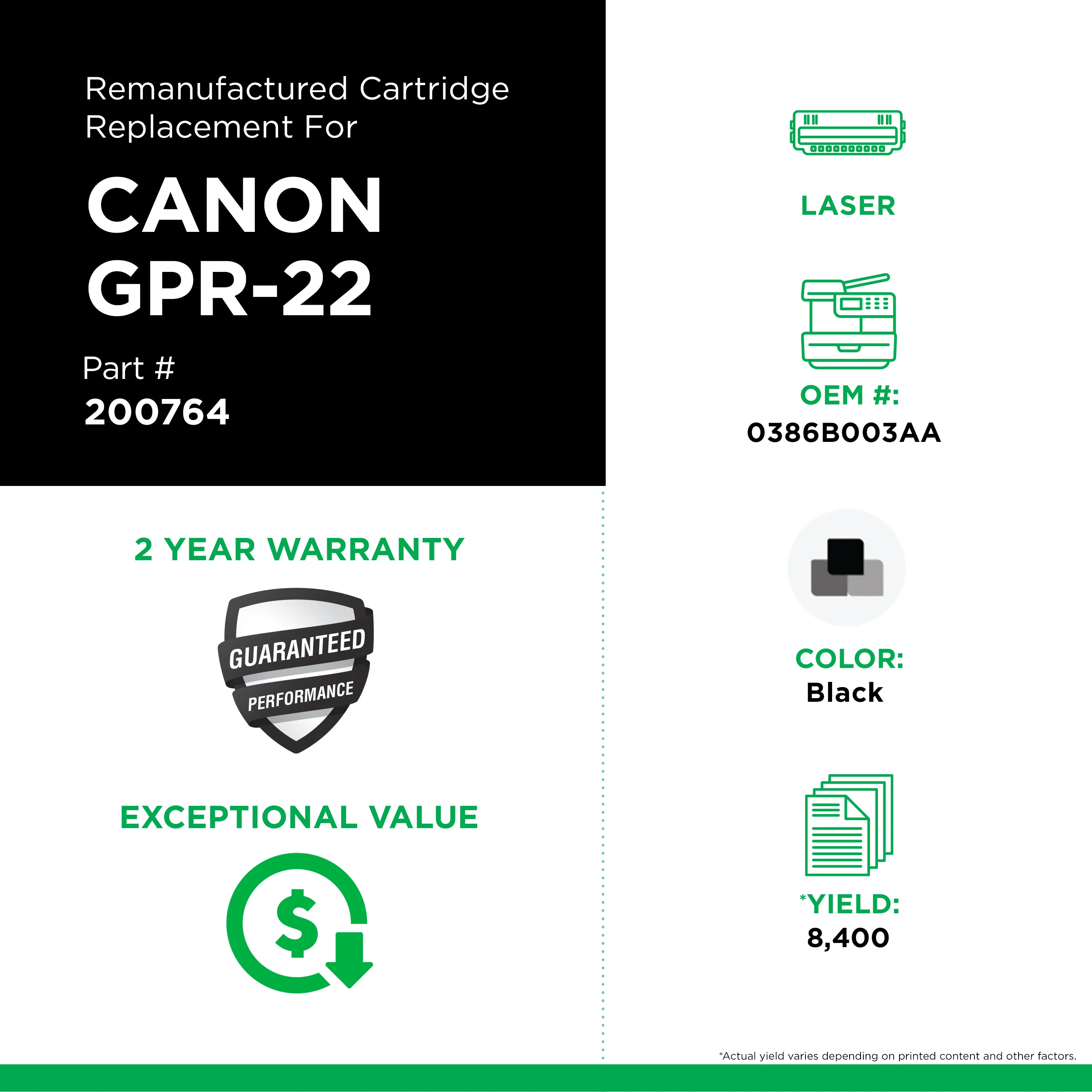 Canon 0386B003AA Non-OEM New Black Laser Cartridge | Clover Imaging USA