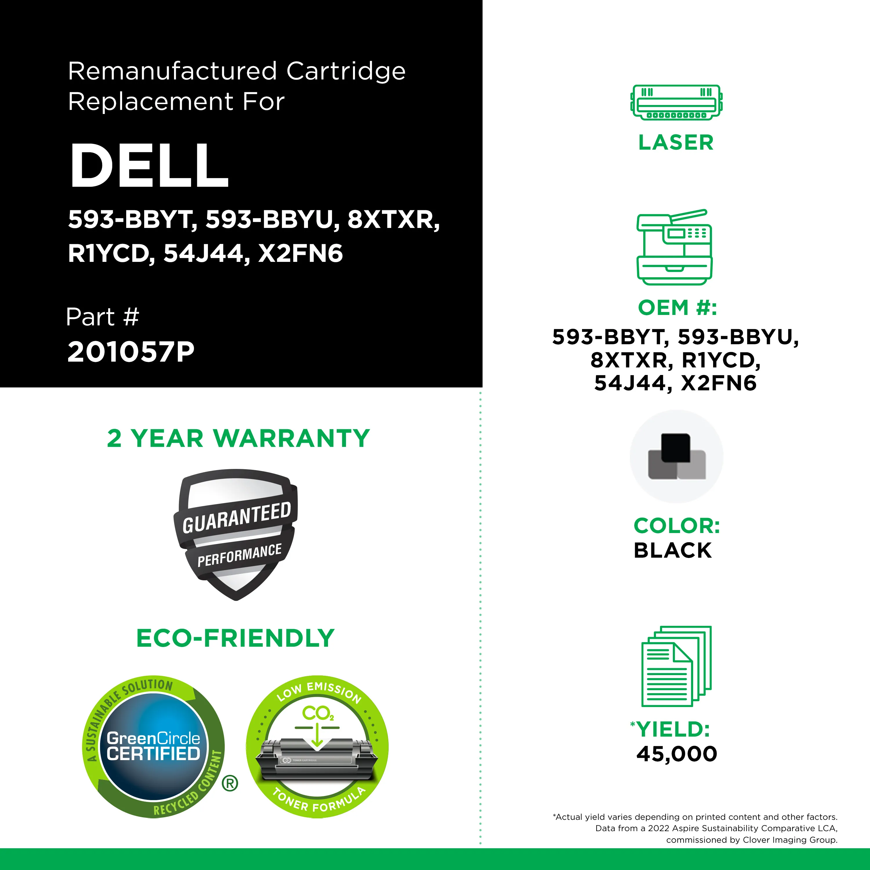 Dell 593-BBYT X2FN6 Remanufactured Black Laser Cartridge | Clover ...