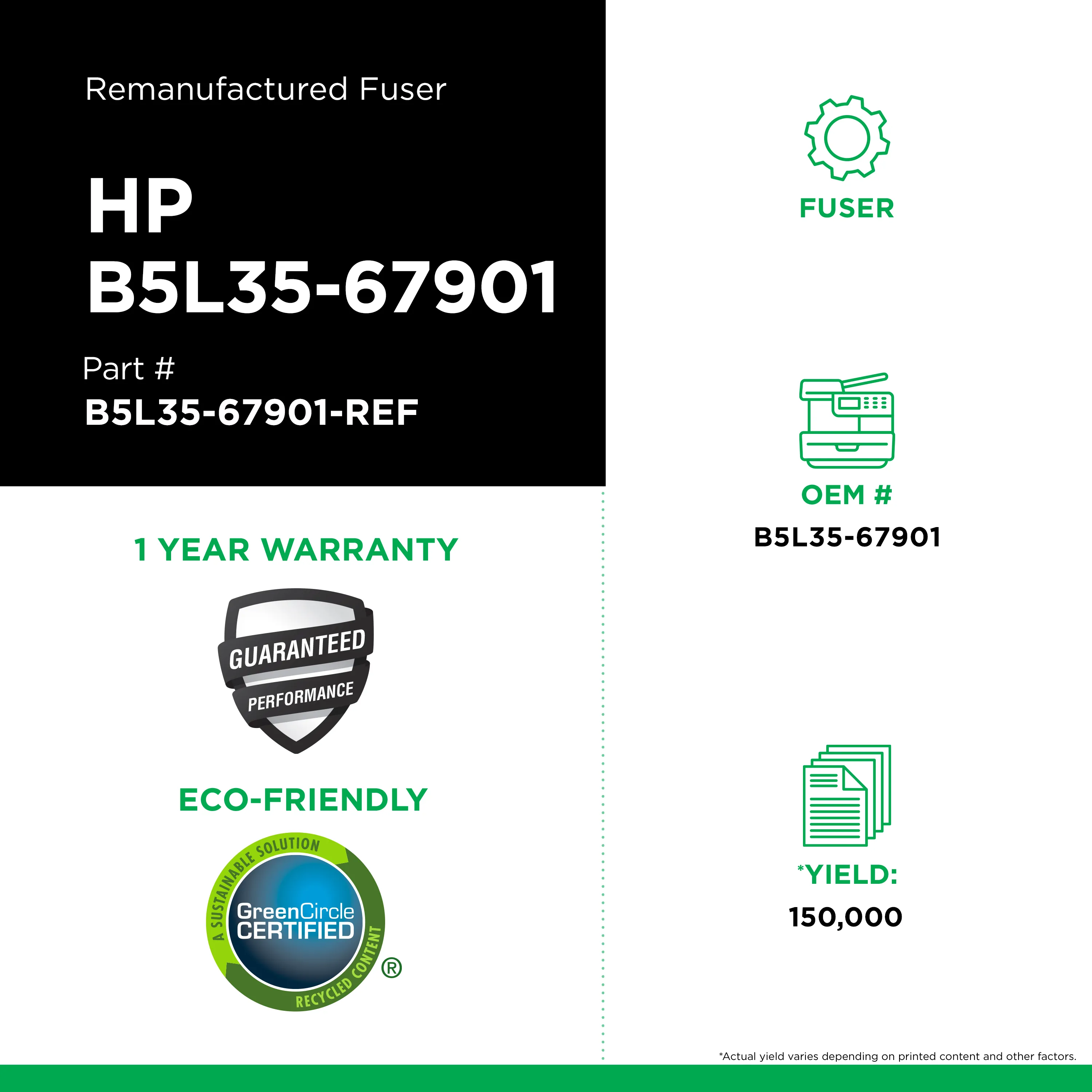 HP B5L35-67901 B5L35-67902 RM2-0011 Remanufactured Part | Clover Imaging USA