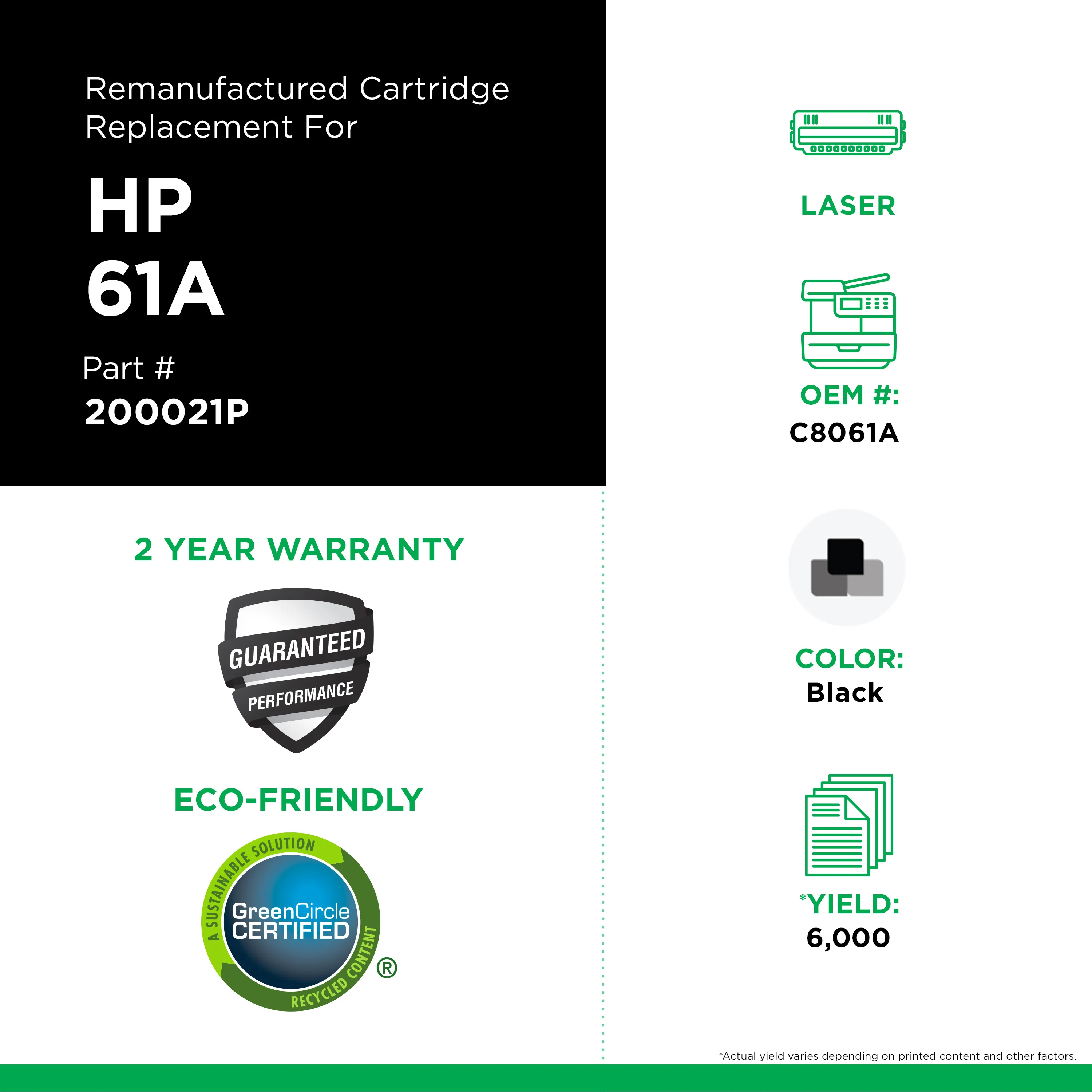 HP C8061A Remanufactured Black Laser Cartridge | Clover Imaging USA