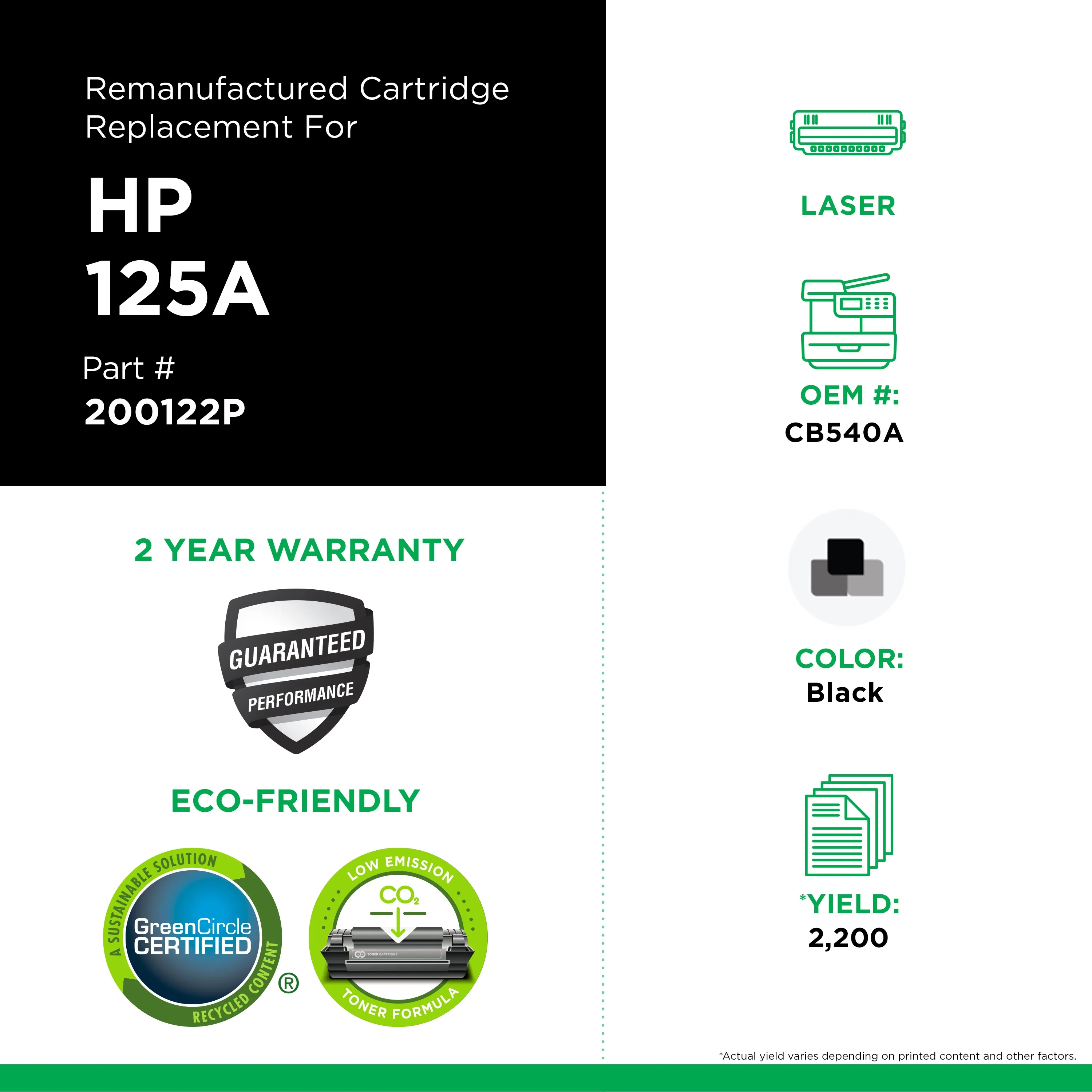 HP CB540A Remanufactured Black Color Laser Cartridge | Clover Imaging USA