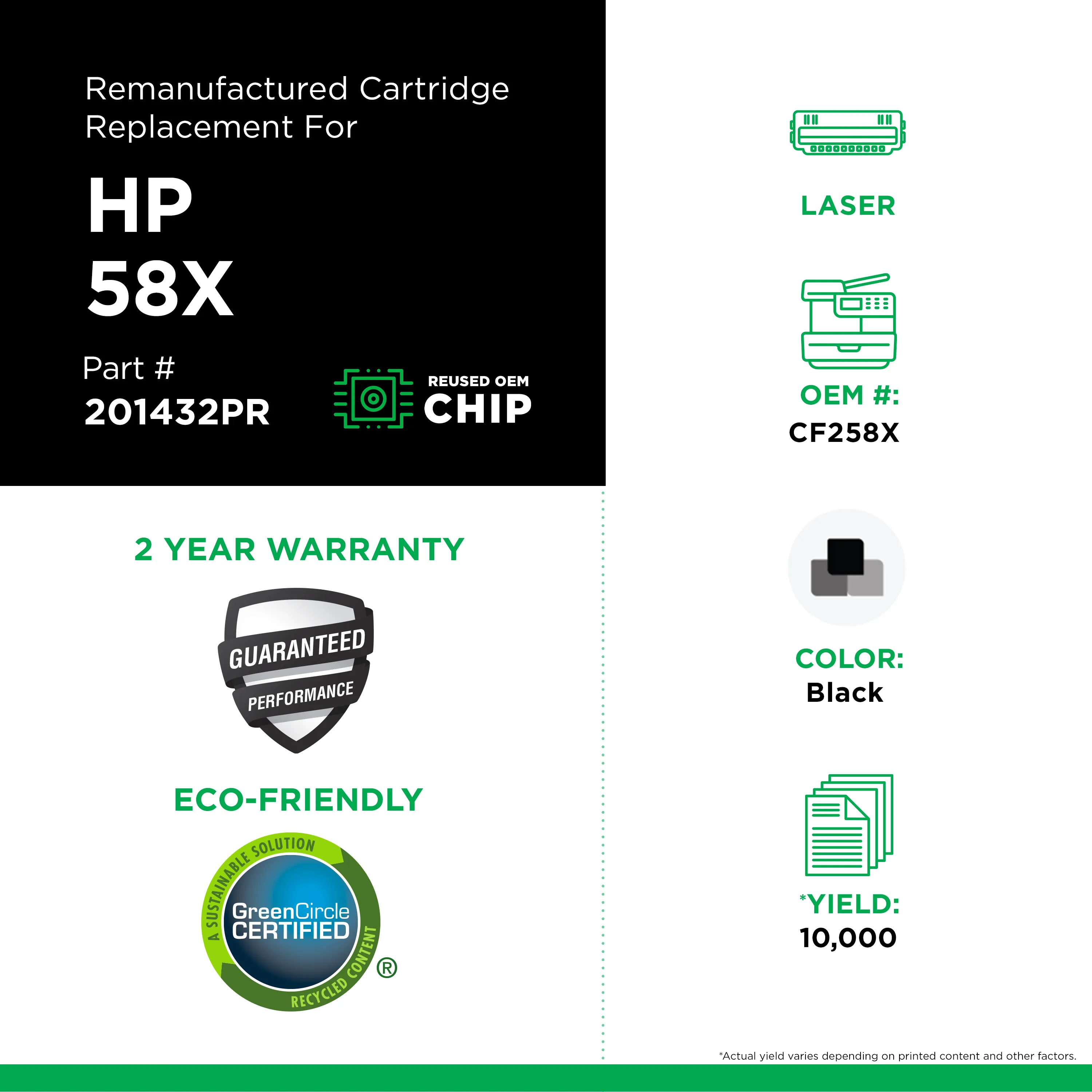HP CF258X Remanufactured Black Laser Cartridge | Clover Imaging USA