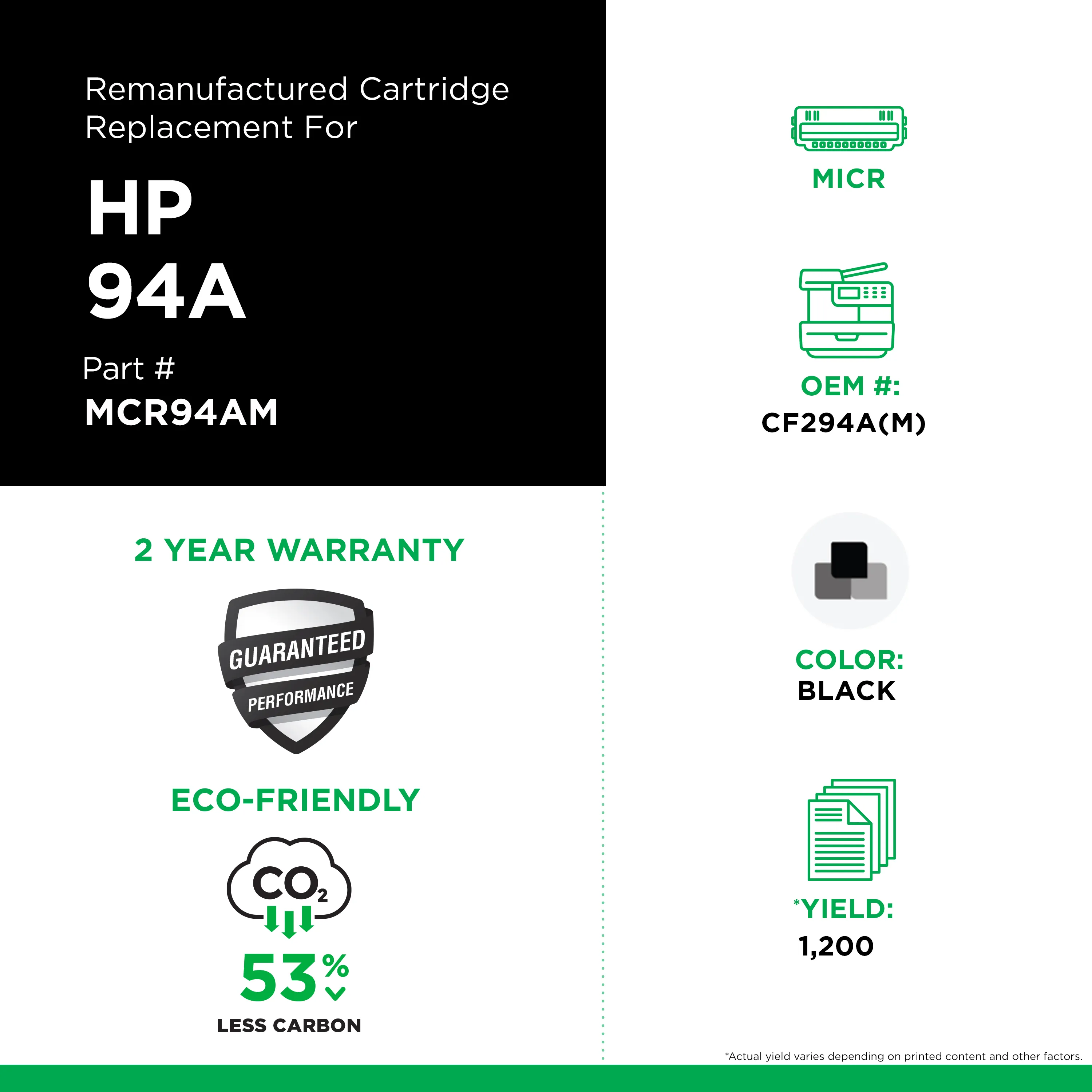 HP CF294A New Replacement Black MICR | Clover Imaging USA