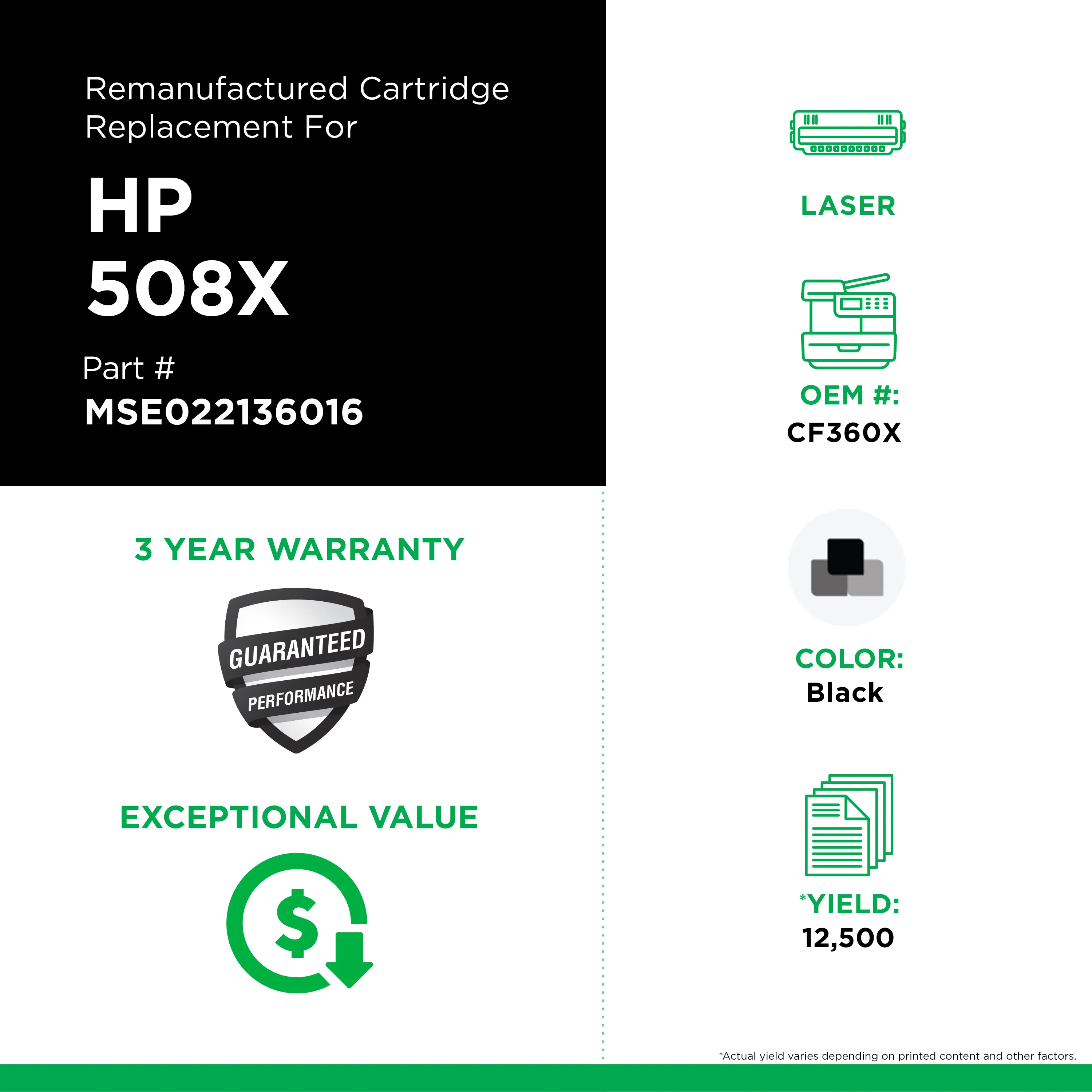 HP CF360X Remanufactured Black Color Laser Cartridge | Clover Imaging USA