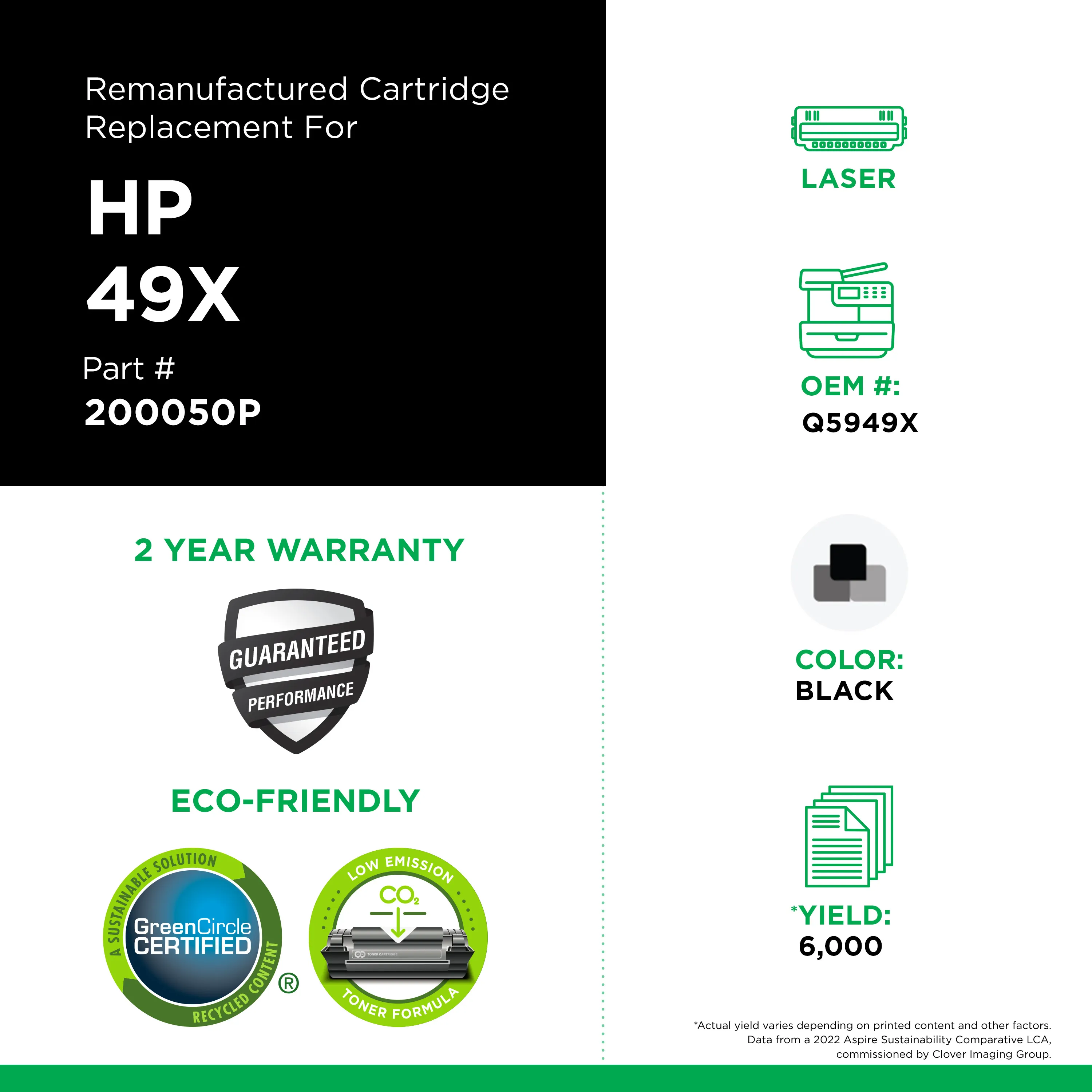HP Q5949X Remanufactured Black Laser Cartridge | Clover Imaging USA