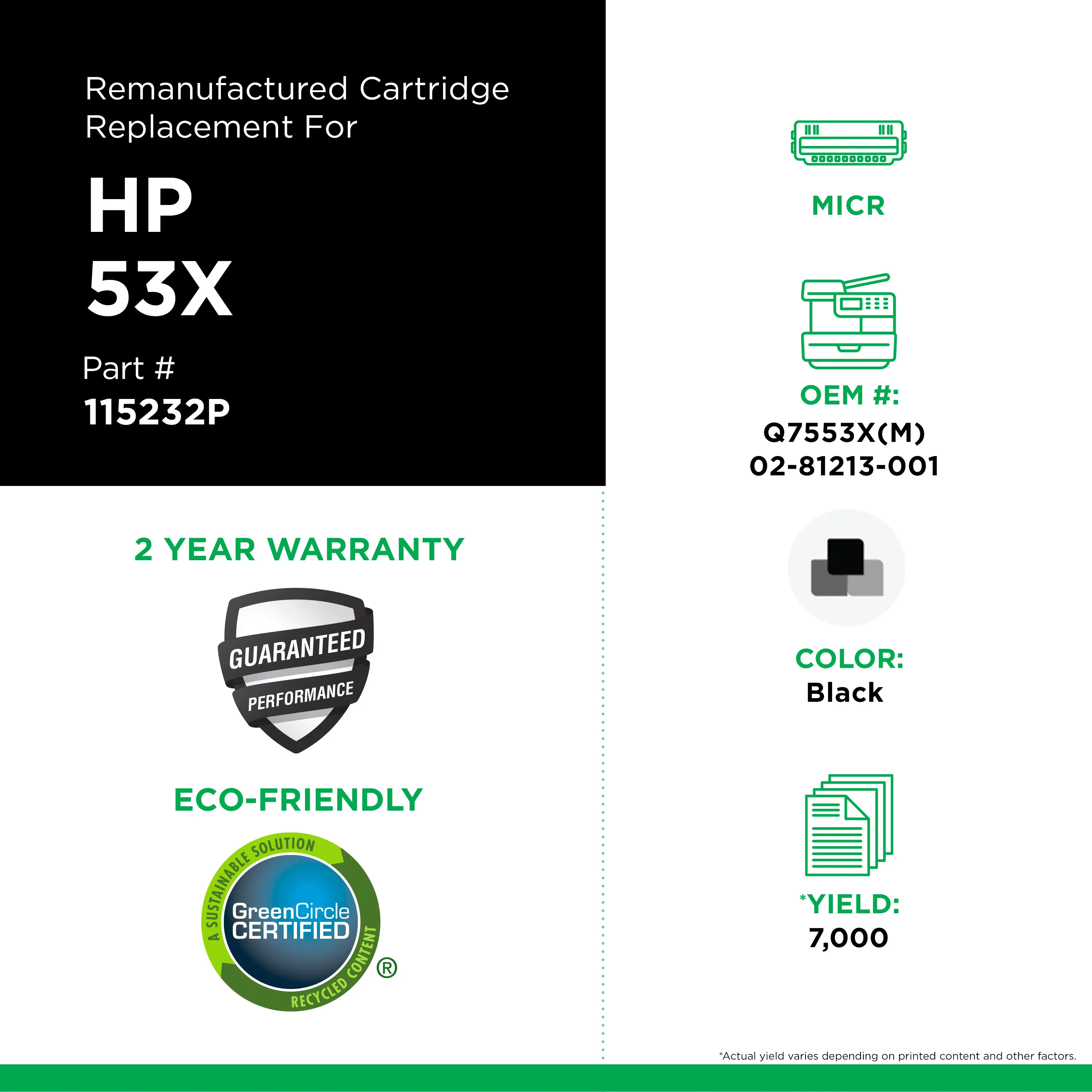 HP Q7553X(M) Remanufactured Black MICR | Clover Imaging USA