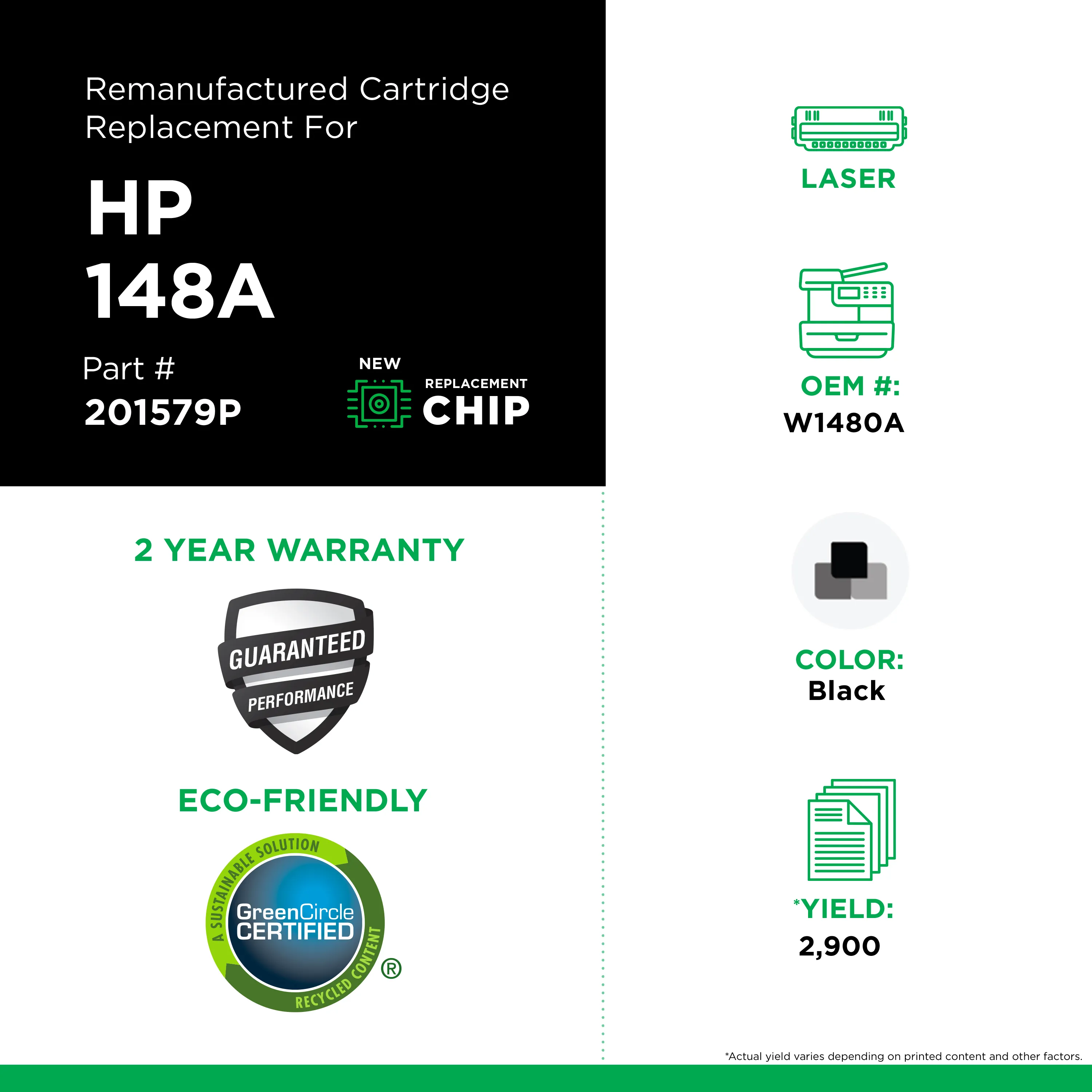 HP W1480A Remanufactured Black Laser Cartridge | Clover Imaging USA