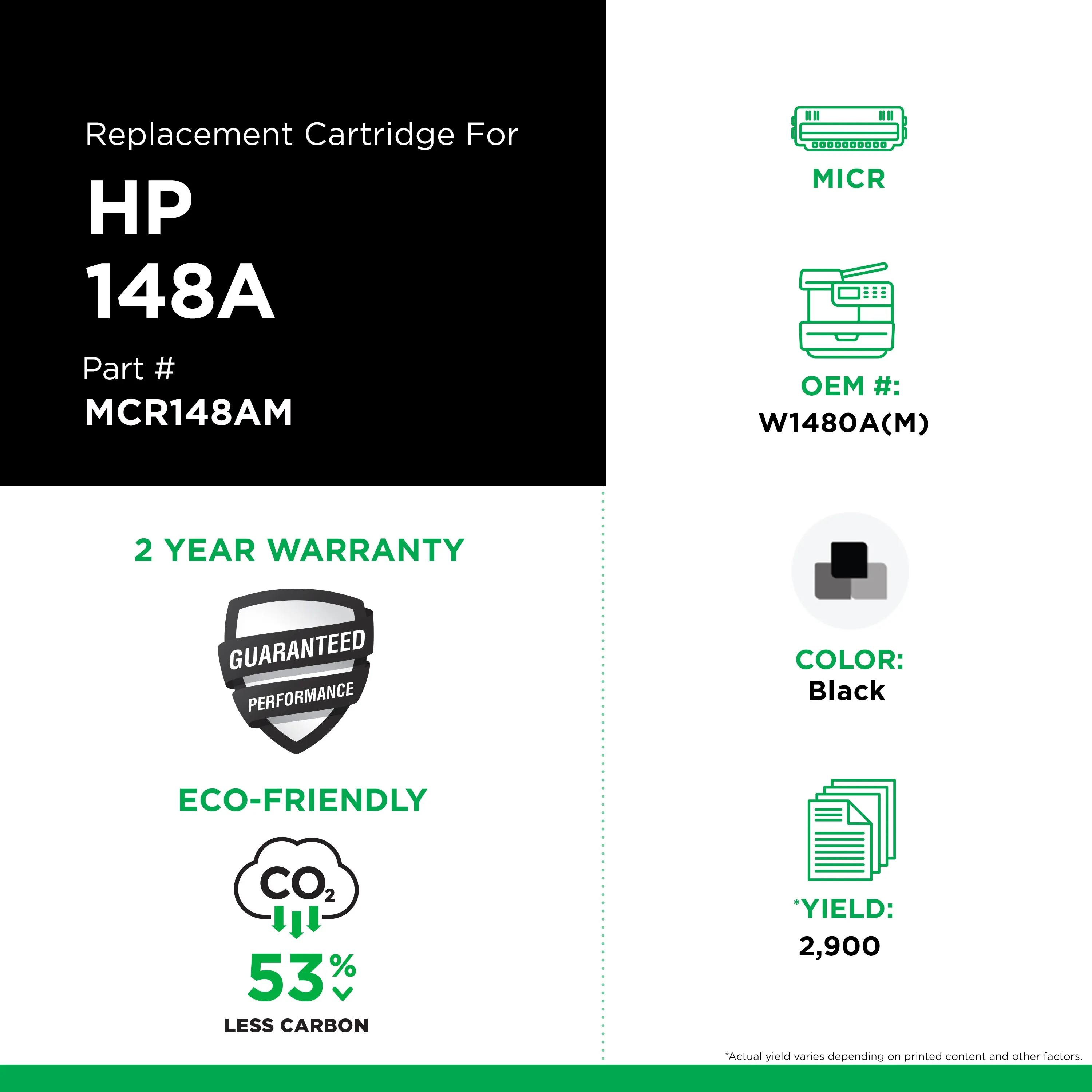 HP W1480A(M) New Replacement Black MICR | Clover Imaging USA