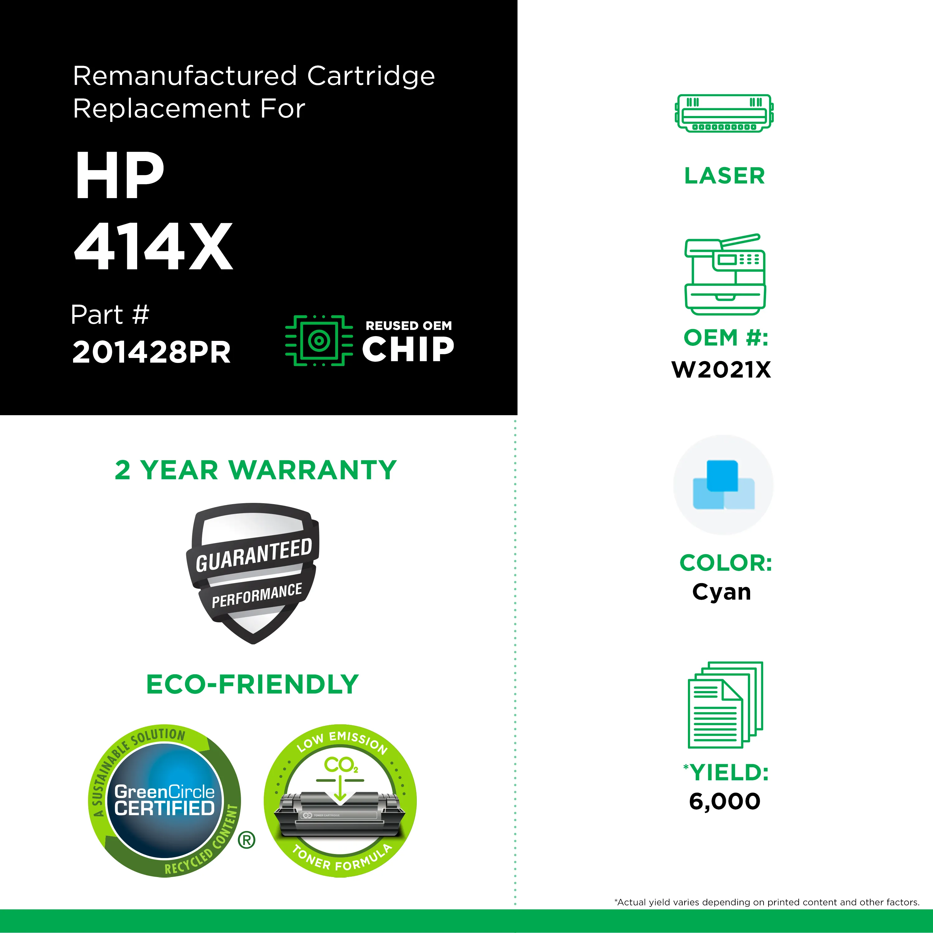 HP W2021X Remanufactured Cyan Color Laser Cartridge | Clover Imaging USA