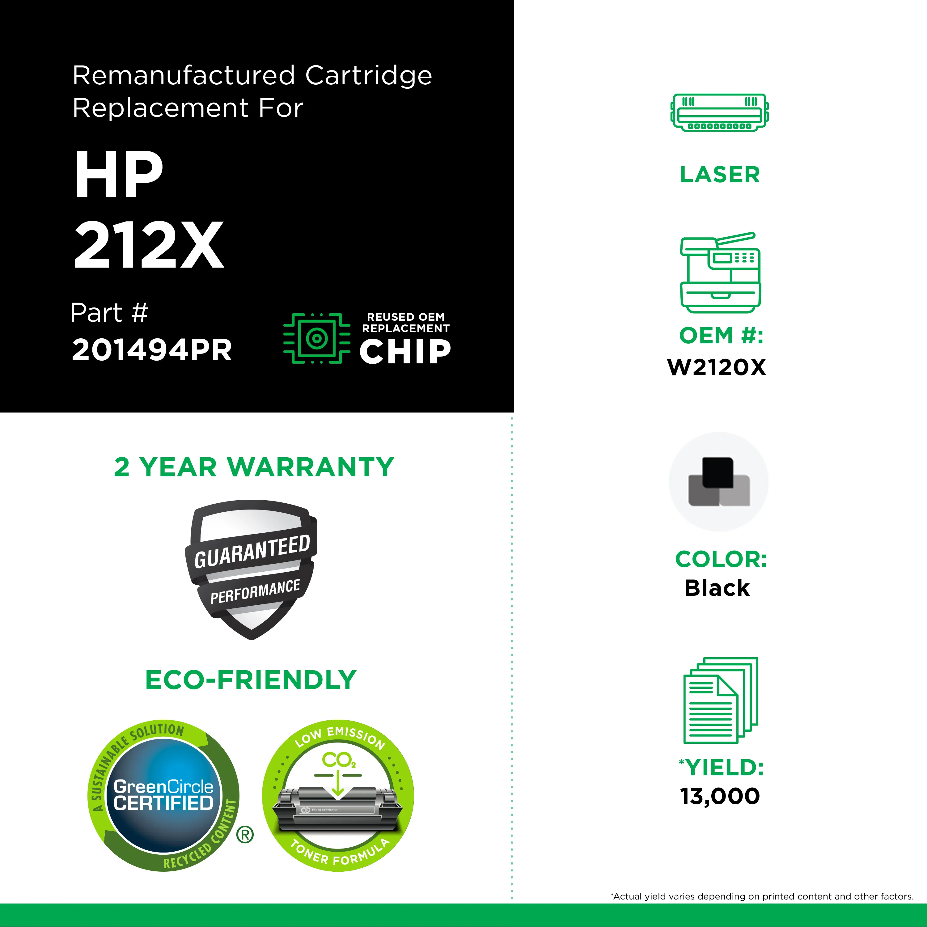 HP W2120X Remanufactured Black Color Laser Cartridge | Clover Imaging ...