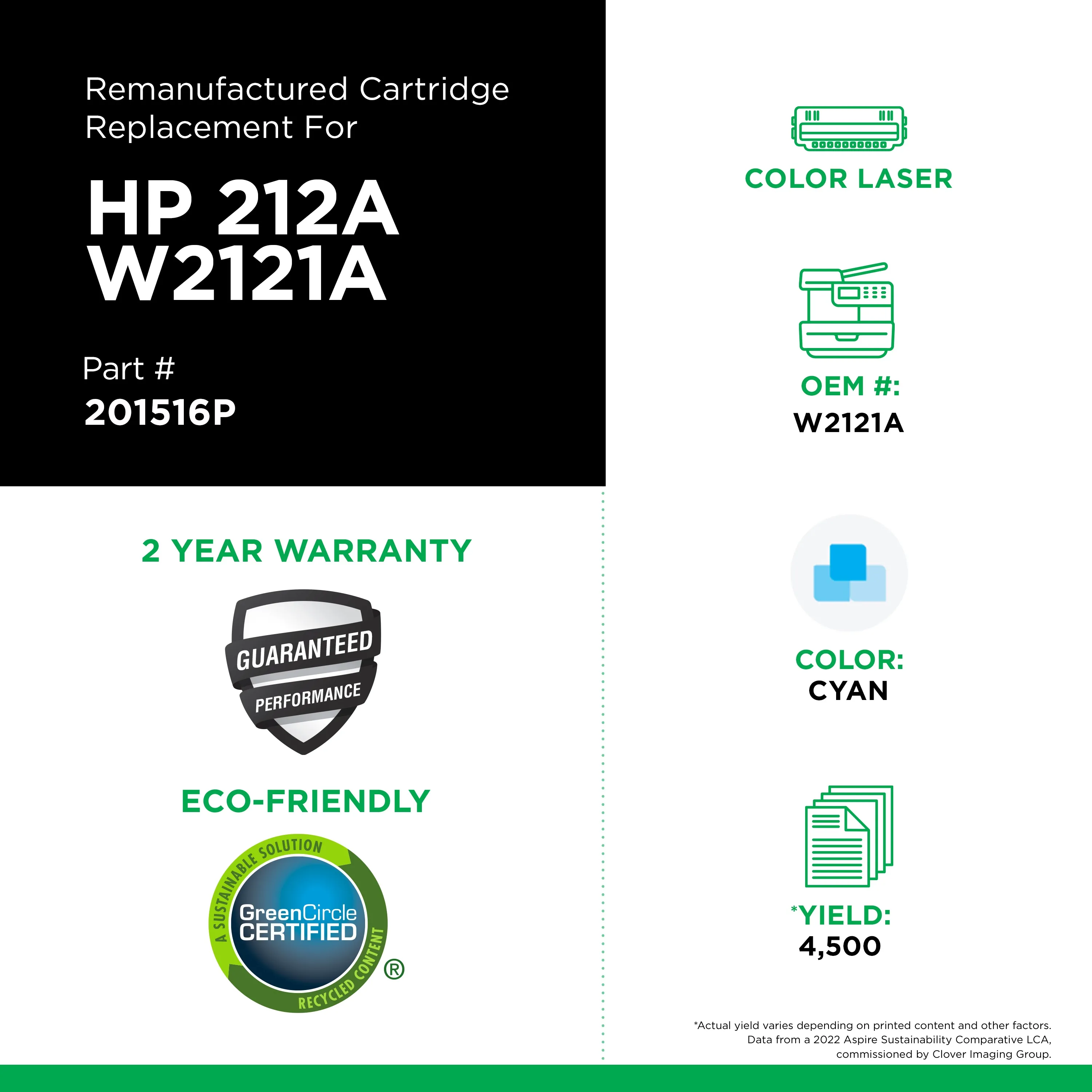 HP W2121A Remanufactured Cyan Color Laser Cartridge | Clover Imaging ...