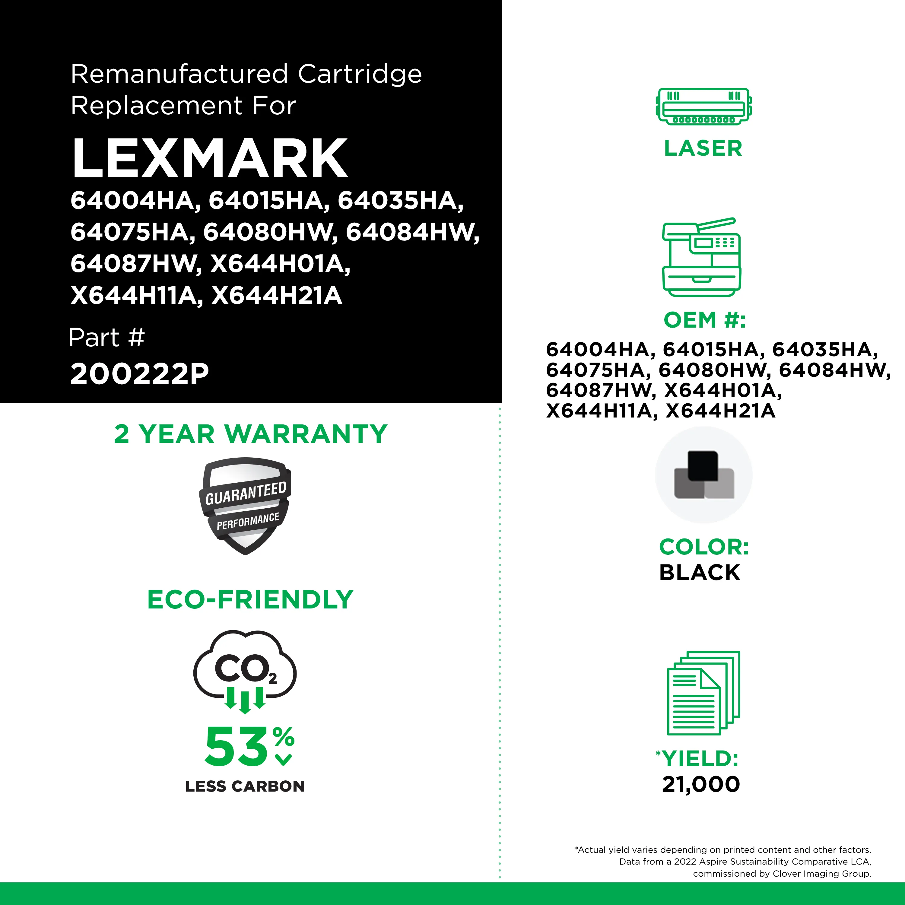 Lexmark 64015HA 64035HA Remanufactured Black Laser Cartridge | Clover ...