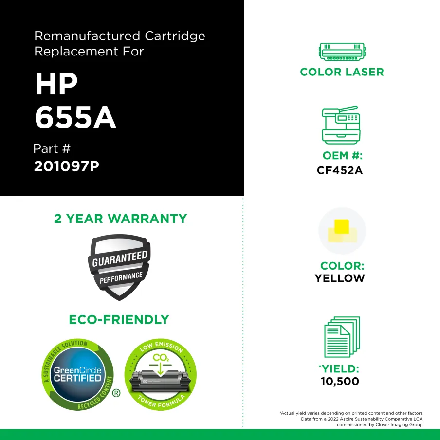 HP CF452A Remanufactured Yellow Color Laser Cartridge | Clover Imaging USA
